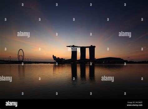 A General View Of The Singapore Flyer ArtScience Museum And Marina Bay
