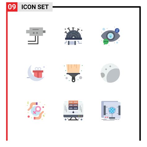 9 User Interface Flat Color Pack Of Modern Signs And Symbols Of Paint