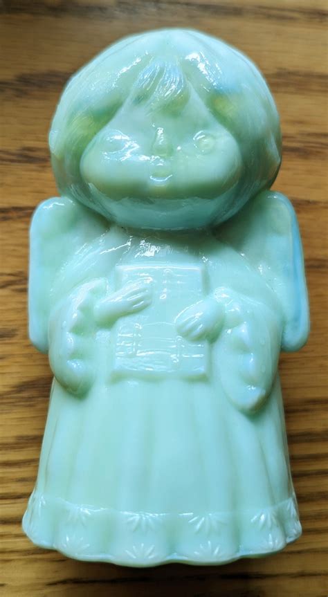 Vintage Mosser Green Slag Glass Singing Choir Angel Etsy