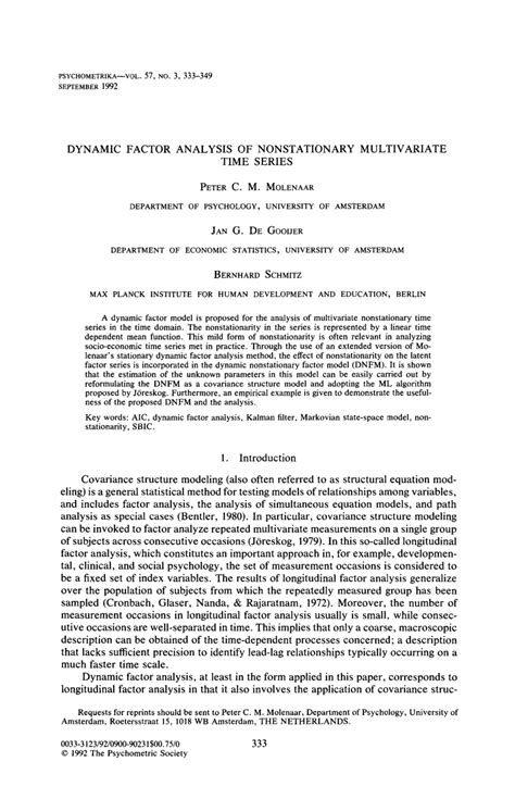 Pdf Dynamic Factor Model Analysis Of Nonstationary Multivariate Time