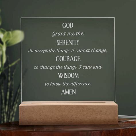 Serenity Prayer Serenity Prayer Engraved Lighted Plaque God Grant Me