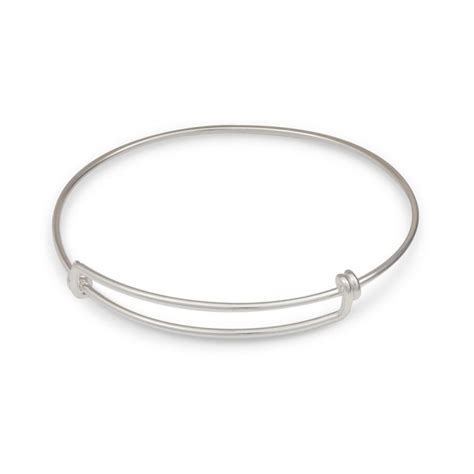 Adjustable Charm Bangle Bracelet Sterling Silver Expandable Wire