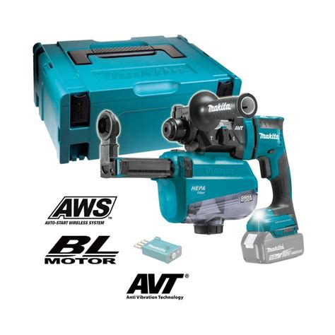 Аккумуляторный перфоратор Makita DHR182ZWJ 1.7Дж, сист. пылеудаления ...