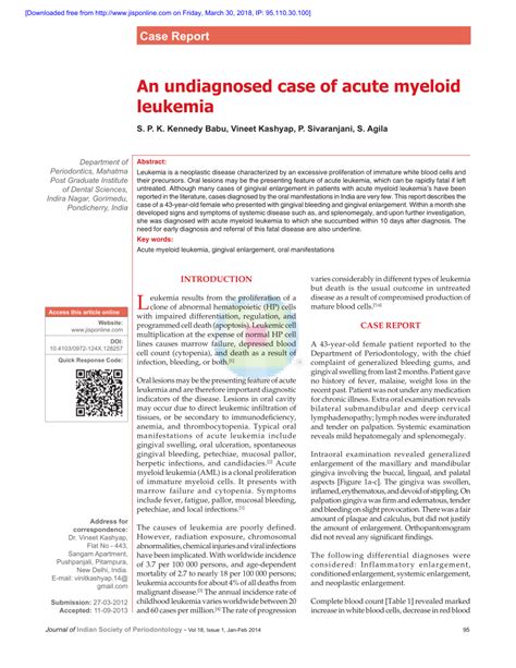 Pdf An Undiagnosed Case Of Acute Myeloid Leukemia