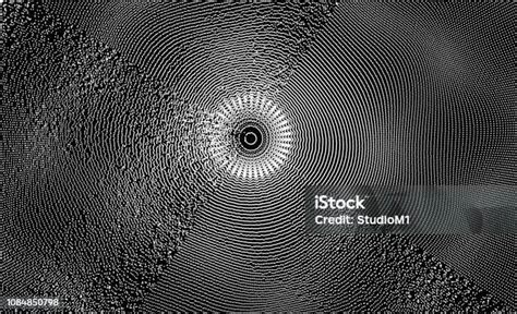 동적 점으로 추상적인 원형 배경입니다 과학 또는 기술에 대 한 방사형 구조입니다 입자와 네트워크 그림입니다 3 차원 격자