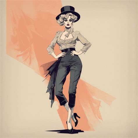 There Is A Woman In A Top Hat And Pants Posing Generative Ai Premium AI Generated Image