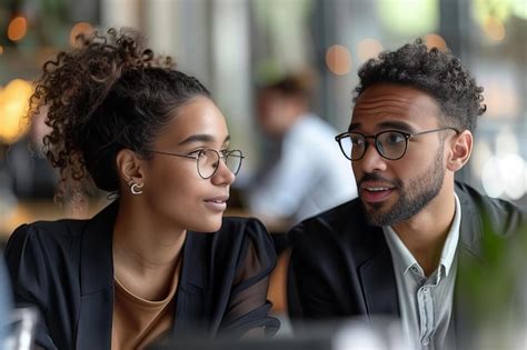 Premium Photo Two People Sitting Table Looking At Each Other