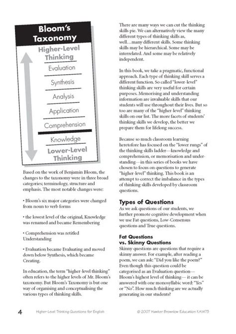 English Higher Level Thinking Questions Kagan Australia
