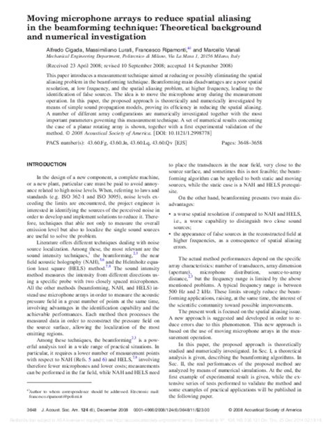 Pdf Moving Microphone Arrays To Reduce Spatial Aliasing In The