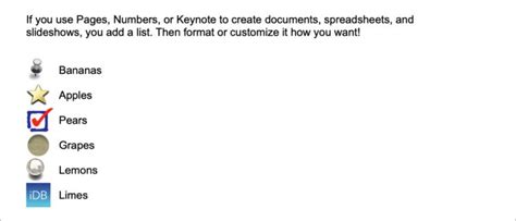 How To Format And Customize Lists In Pages Numbers And Keynote