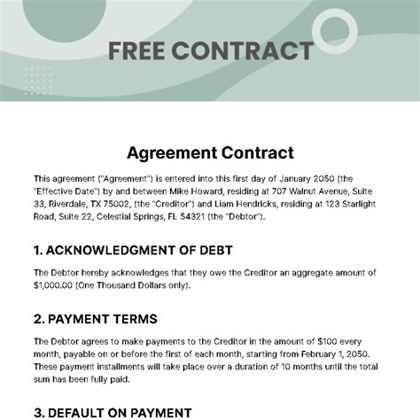 Free Contract Template To Edit Online