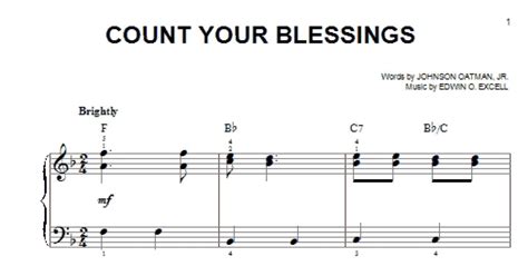 Count Your Blessings Easy Piano Print Sheet Music Now