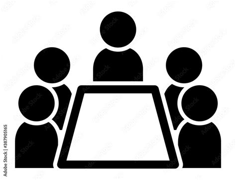 会議をする人々のシンプルなアイコン 白背景 Stock Vector Adobe Stock