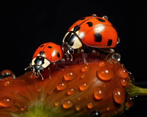 The Predatory Nature Of The Two Spot Ladybug Is Captured In This Detled Photograph Stock