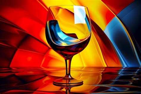 Premium Photo Glass Of Wine Sitting On Top Of Table Next To Red And Yellow Background