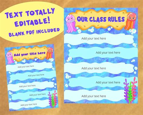 Editable Classroom Posters Canva Classroom Rules Poster Templates