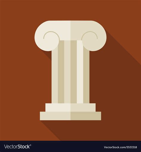 Flat History Ancient Ionic Pillar With Long Shadow