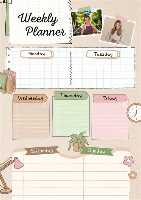 Free Custom Printable Aesthetic Planner Templates Canva