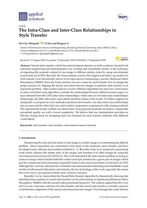 pdf the intra class and inter class relationships in style transfer