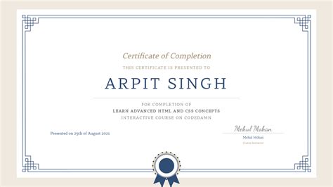 Arpit Singhs Certification For Learn Advanced Html And Css Concepts Updated 2023 Codedamn