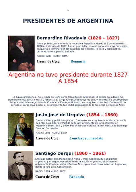 Final Presidentes Argentinos Presidentes De Argentina Bernardino