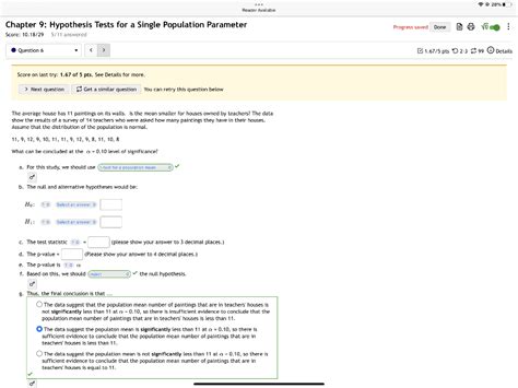 Solved Chapter 9 Hypothesis Tests For A Single Population