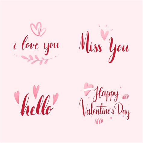 Free Vector Set Of Valentines Day Typography Vector