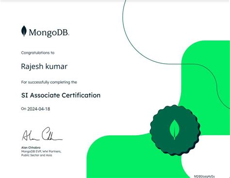 Im Thrilled To Announce That Ive Successfully Completed The Mongodb Certification Validating