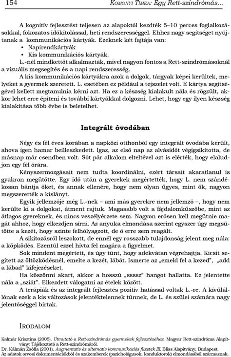 Egy Rett Szindr M S Eset Bemutat Sa Pdf Ingyenes Let Lt S