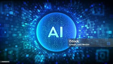 인공 지능 인공지능 문자 Ai를 가진 추상적인 회로 기판 구체 기계 학습 기술 신경망 숫자 10이 있는 이진 코드 배경 이진