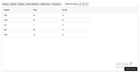 Ag Grid Packages Codesandbox