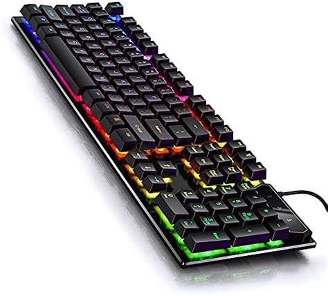 Keyboard Black Mechanical Gaming Keyboard Multi Color RGB Illuminated LED Backlit Wired