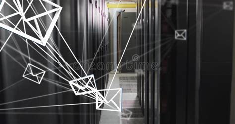 Animation Of Email Icons With Network Of Connections Over Computer Servers Stock Footage Video