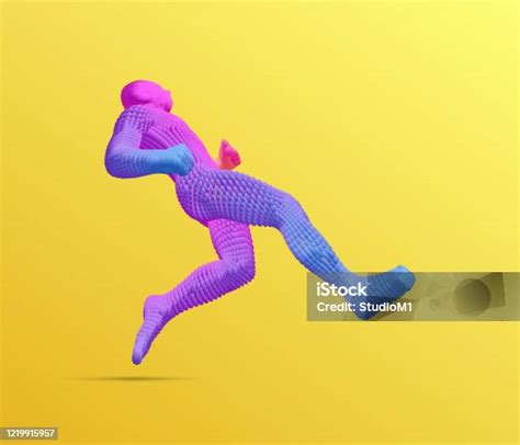 Pelari Lari Atau Maraton Model Tubuh Manusia 3d Desain Untuk Olahraga