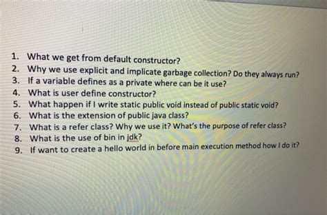 Solved 1 What We Get From Default Constructor 2 Why We