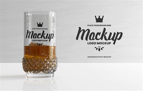Premium Psd Glass With Logo Effect Mockup