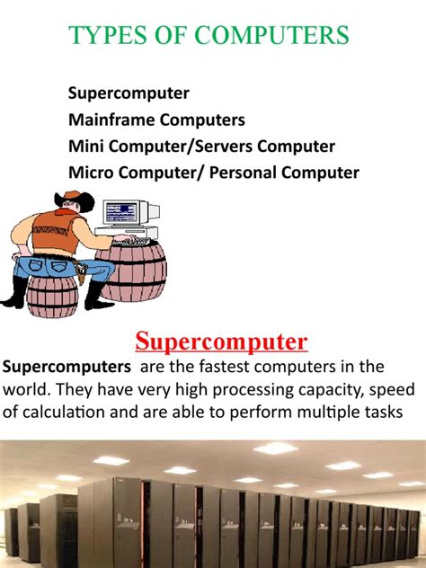 types of computers supercomputer mainframe computers mini computer