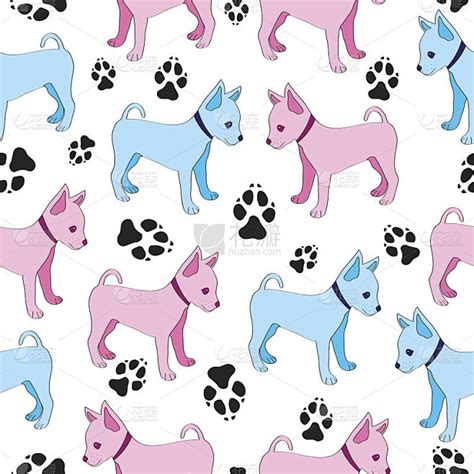 俄罗斯玩具梗，无缝配狗图案。
