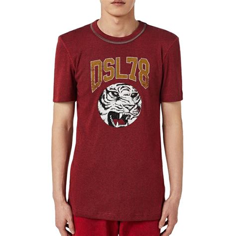 【楽天市場】 Diesel ディーゼル メンズ プリント ストレッチ クルーネック 半袖tシャツ カットソー【cl T Ruffle】【サイズxl】【ボルドーレッド】die M T F4