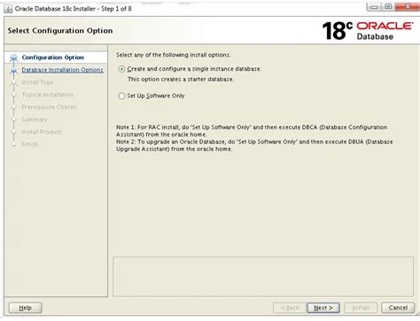 Installation Of 18c Oracle Binaries And Database At Same Time