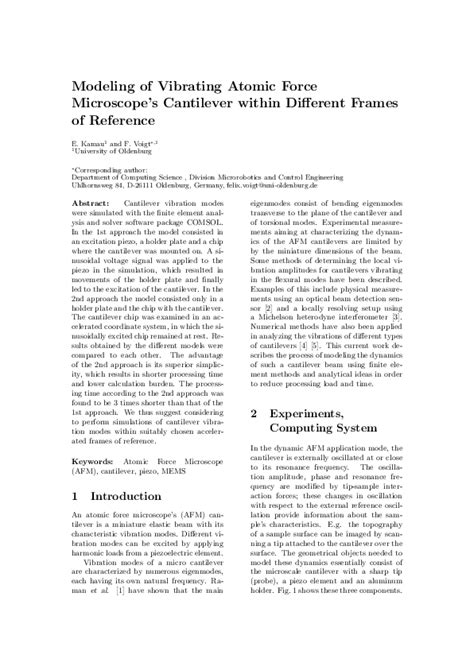 Pdf Modeling Of Vibrating Atomic Force Microscopes Cantilever Within Different Frames Of
