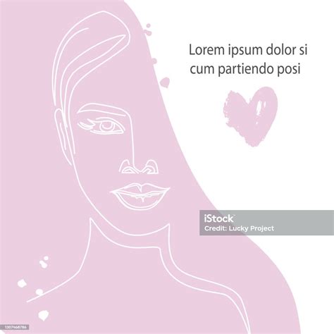 미니멀 한 스타일의 소녀 초상화 패션 실루엣을 한 줄로 연출합니다 뷰티 살롱템플릿 카드 개념에 대한 스톡 벡터 아트 및 기타
