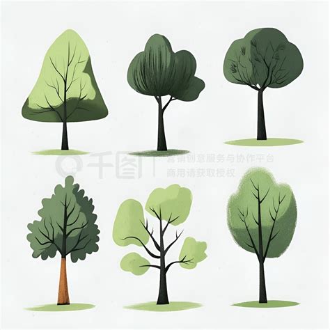 清新自然ai数字艺术 Tree简约绿树插画清新自然风格绿化场景 Ai平面元素免费下载 Jpeg格式 4096像素 编号71589612 千图网
