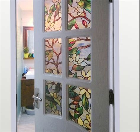 3d Magnolia Flower Stained Glass Film Static Cling Window Film For