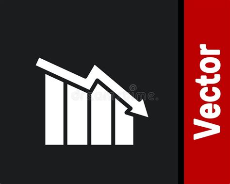 White Financial Growth Decrease Icon Isolated On Black Background