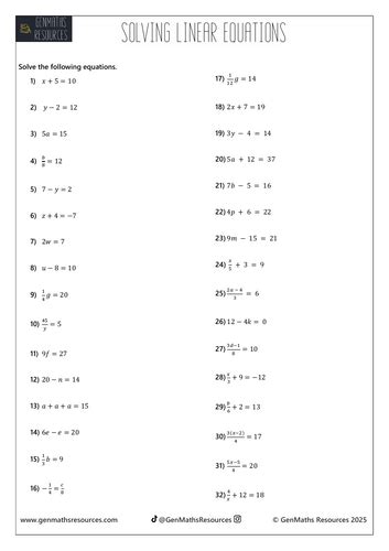 Solving Linear Equations Maths Foundation Gcse Worksheet Teaching