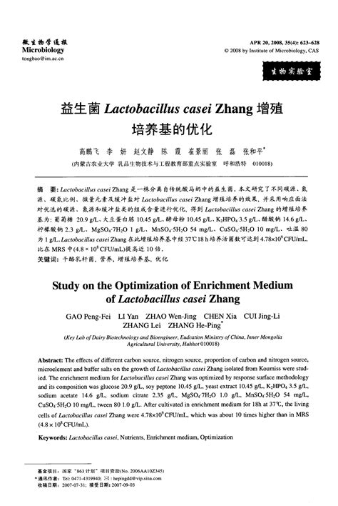 益生菌lactobacillus Casei Zhang增殖培养基的优化word文档在线阅读与下载无忧文档