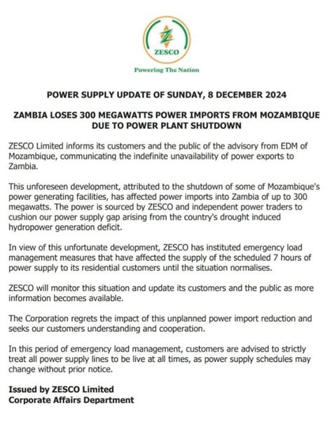 Financial Insight Zambia On Linkedin Energycrisis Powerdeficit