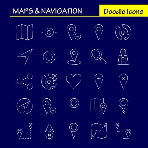 Maps And Navigation Hand Drawn Icon Pack For Designers And Developers