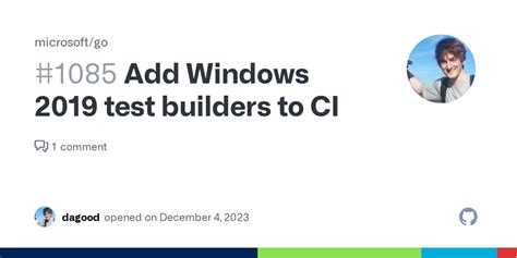 Add Windows 2019 Test Builders To Ci · Issue 1085 · Microsoftgo · Github